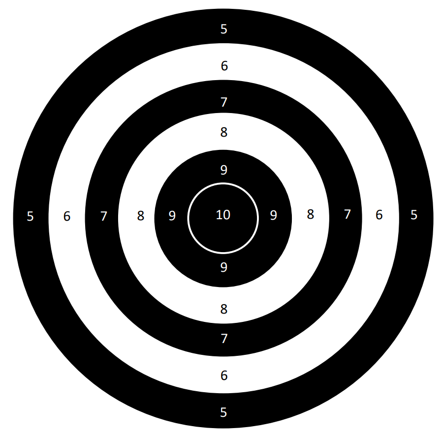 classic target with changing black white rings – rangefuntargets